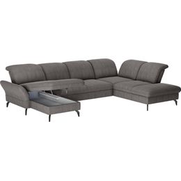 Sit & More Wohnlandschaft SIT & MORE, B:363cm H:88cm T:242cm, grau, 90% Polyester, 10% Polyamid, Sofas, "Leandro U-Form", Wahlweise mit Bett-, Kopfteil - und
