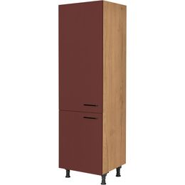 K&uuml;hlumbauschrank Nobilia, B:60cm H:216,6cm T:58,3cm, rot, Schr&auml;nke, ""Easytouch", mit zwei T&uuml;ren und zus&auml;tzlichem Einlegeboden", vormontiert,