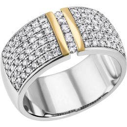 Firetti Damen Fingerring "Schmuck Geschenk Silber 925 Silberring Ring Bicolor", 60, Silber 925 (Sterlingsilber), 9,7mm, gold, Silber 925
