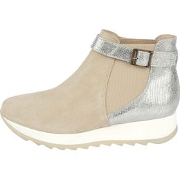 Heine Damen Stiefelette, Gr. 37, beige, Leder, Rindsleder, Veloursleder, Schuhe