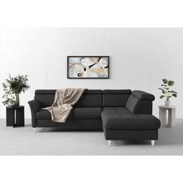 Sit & More Ecksofa SIT & MORE, B:252cm T:216cm, grau, 100% Polyester, Wohnzimmer, Sofas, "Marano L-Form", inklusive Kopfteilverstellung, wahlweise mit