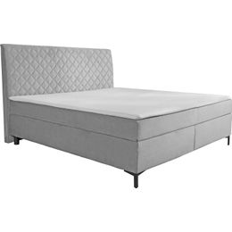 Boxspringbett Alina, B:162cm L:215cm, grau, Samt DMO (100% Polyester);Samt DMK (100% Polyester), Komplettbetten, "Petro", inklusive Matratze und