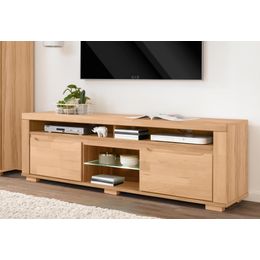Lowboard Home Affaire, B:160cm H:52cm T:40cm, beige, Holz teilmassiv, Wohnzimmer, Sideboards, "Denis", Breite 160 cm