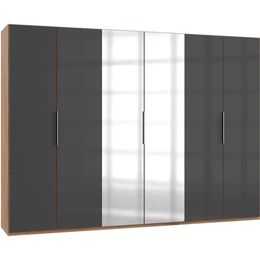 Kleiderschrank wimex, B:300cm H:216cm T:58cm, grau, Schlafzimmer, Schränke, "Level by fresh to go", mit Glas- und Spiegeltüren