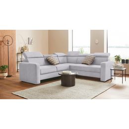 Sit & More Ecksofa SIT & MORE, B:247cm H:84cm T:227cm, silber, Wohnzimmer, Sofas, "Bologna L-Form", Kopfteilverstellung, wahlweise mit Bettfunktion und