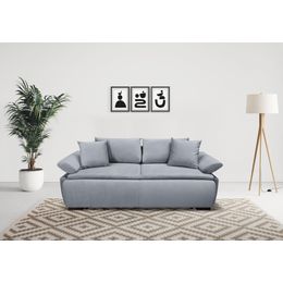 Schlafsofa Inosign, B:224cm H:48cm T:104cm, grau, 100%Polyester, Kinderzimmer, Sofas, "Romeo", mit Boxspringaufbau, Bettfunktion & Bettkasten,