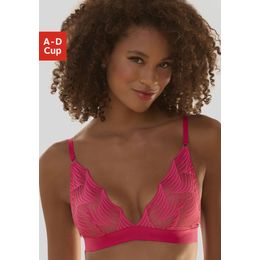 Lascana Damen Bralette "Marla", Gr. 70, pink, Spitze, Obermaterial: 91% Polyamid, 9% Elasthan, BHs, ohne Bügel aus einzigartiger Spitze, Dessous
