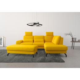 Sit & More Ecksofa SIT & MORE, B:260cm H:88cm T:226cm, gelb, Wohnzimmer, Sofas, "Cinturo L-Form", inklusive Sitztiefenverstellung und Federkern, Sitzhöhe 45 cm