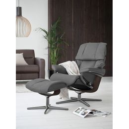 Relaxsessel stressless, B:92cm H:100cm T:80cm, grau, Microfaser DINAMICA (88% Polyester, 12% Polyurethan), Wohnzimmer, Sessel, "Reno", mit Hocker,