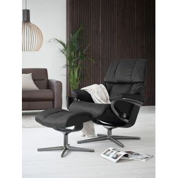 Relaxsessel stressless, B:83cm H:100cm T:76cm, grau, Microfaser DINAMICA (88% Polyester, 12% Polyurethan), Wohnzimmer, Sessel, "Reno", mit Cross