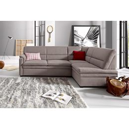 Sit & More Ecksofa SIT & MORE, B:245cm H:89cm T:161cm, grau, NaturLEDER (echtes Rindsleder), Korpus in Kunstleder SOFTLUX;Luxus-Microfaser (90% Polyester, 10%