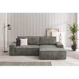 Ecksofa Home Affaire, B:267cm H:85cm T:167cm, grau, 100% Polyester, Sofas, "SHERWOOD Schlafsofa 267 cm, L-Form", Schlaffunktion mit Bettkasten