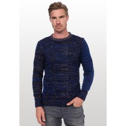 Rusty Neal Herren Strickpullover, blau, Gr. XXL, mehrfarbig, 70% Polyacryl, 30% Baumwolle, Pullover, mit meliertem Design