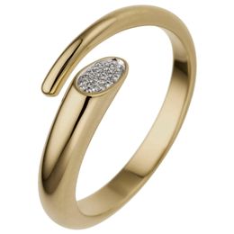 Jobo Damen Fingerring, 58, SI = kleine Einschlüsse, Diamanten Gelbgold 585, gelb, Diamanten, Gelbgold 585, Fingerringe, offen 585 Gold mit 10