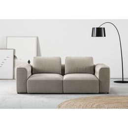 2-Sitzer RAUM.ID, B:218cm H:62cm T:109cm, beige, 95% Polyester, 5% Nylon, Sofas, "Cushid", Modulsofa, bestehend aus 2 Teilen, Breite 218 cm