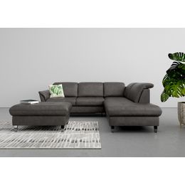 Sit & More Ecksofa SIT & MORE, B:261cm T:224cm, grau, 100% Polyester, Wohnzimmer, Sofas, "Maggiore L-Form", wahlweise mit Kopfteilverstellung, Bettfunktion und