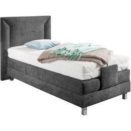 Boxbett, B:104cm L:214cm, grau, Westfalia Schlafkomfort, Bezug der Obermatratze: 100% Polyester, abnehmbar und waschbar bis 60C;Box und Kopfteil: