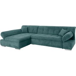 Ecksofa DOMO collection, B:297cm H:80cm T:173cm, blau, Struktur fein 100% Polyester;Chenilleoptik 100% Polyester;SOFTLUX/Struktur fein 100%