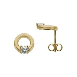 Firetti Damen Paar Ohrstecker "Schmuck Geschenk Gold 333 Ohrschmuck Kreis Rund", 10mm, Gelbgold 333, gold, Gelbgold 333, Ohrringe, mit Zirkonia