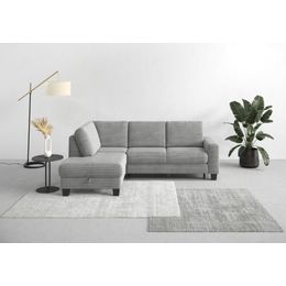 Ecksofa Home Affaire, B:236cm H:91cm T:170cm, silber, 100% Polyester, Wohnzimmer, Sofas, "Summer L-Form", mit Ottomane, mit oder ohne Bettfunktion