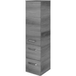 Midischrank SAPHIR, B:30cm H:121cm T:33cm, grau, Spanplatte, Badezimmer, Schränke, "Serie 4010 Badschrank 30cm breit, 1 Tür, 2 Schubladen, inkl