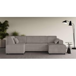 Wohnlandschaft Home Affaire, B:296cm H:80cm T:162cm, grau, 100% Polyester, Sofas, "TAMMO", U-Form