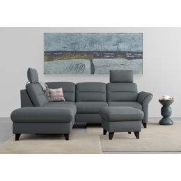 Sit & More Ecksofa SIT & MORE, B:253cm H:87cm T:212cm, grau, 100% Polyester, Wohnzimmer, Sofas, "Mellum L-Form", Federkern, wahlweise mit Bettfunktion, Stauraum