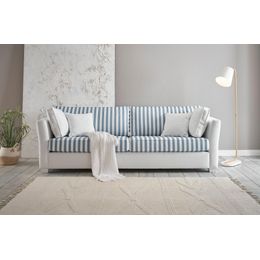 3-Sitzer Home Affaire, B:240cm H:88cm T:96cm, beige, 100% PES, Sofas, "CALIFORNIA", maritimer Landhausstil, in 3Breiten, mit Holzfüßen Weiß lackiert