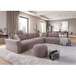 Sit & More Ecksofa SIT & MORE, B:356cm H:80cm T:292cm, rosa, Samtoptik (100% Polyester);Soft clean (98% Polyester, 2% Polyamid);Struktur fein (100% Polyester),