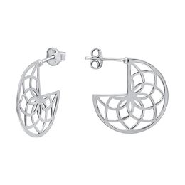 Vivance Damen Paar Creolen "925 Silber rhodiniert mit floralem Muster", one-size, Silber 925 (Sterlingsilber), silber, Silber 925 (Sterlingsilber),