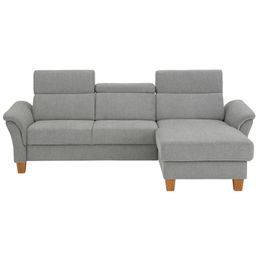 Ecksofa Home Affaire, B:256cm H:84cm T:167cm, grau, 100% Polyester, Wohnzimmer, Sofas, "Conville L-Form", Federkern, wahlweise mit Bettfunktion und