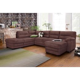 Wohnlandschaft COTTA, B:316cm H:90cm T:93cm, braun, Luxus-Kunstleder, frei im Raum stellbar;Luxus-Microfaser (100% Polyester), frei im Raum