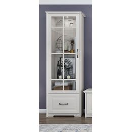 Glasvitrine Home Affaire, B:69,2cm H:200,3cm T:48,5cm, beige, Glas, Holzwerkstoff, Schr&auml;nke, "Evergreen", UV lackiert, T&uuml;r mit Sicherheitsglas 4 mm,