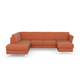 Sit & More Wohnlandschaft SIT & MORE, B:303cm H:87cm T:213cm, orange, Sofas, "Visby U-Form", Wahlweise mit Bettfunktion und Stauraum, frei im Raum stellbar
