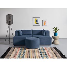Sofa LEONIQUE, B:194cm H:70cm T:150cm, blau, Wohnzimmer, Sofas, "Alexane", zusammengesetzt aus Modulen, in vielen Bezugsqualitäten und Farben.