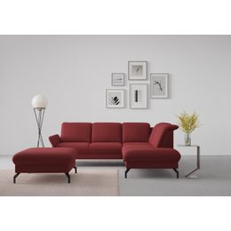 Sit & More Ecksofa SIT & MORE, B:250cm H:84cm T:207cm, rot, Wohnzimmer, Sofas, "Fashion L-Form", wahlweise mit Kopfteilverstellung und Vorziehsitz, motorisch