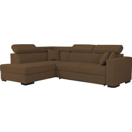 Ecksofa Home Affaire, B:267cm H:95cm T:198cm, braun, Struktur fein (100% Polyester);Struktur (100% Polyester);Samtstruktur (100% Polyester),