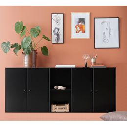 Sideboard, B:169,8cm H:69cm T:32,5cm, schwarz, HAMMEL FURNITURE, Massivholz, Spanplatte, Wohnzimmer, Sideboards, "Mistral Kubus", mit vier Türen,