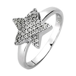 Jobo Damen Fingerring "Stern", 52, Silber 925 (Sterlingsilber), silber, Silber 925 (Sterlingsilber), Fingerringe, 925 Silber mit 45 Zirkonia
