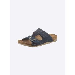 Fischer Damen Pantolette, Gr. 37, blau, Lederimitat, Schuhe