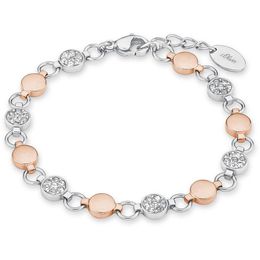 s.Oliver Damen Armband "9239443", 20cm, Edelstahl, rosa, Edelstahl, Armbänder, mit Kristall