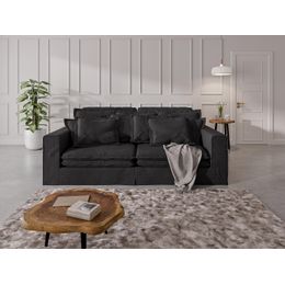 4-Sitzer Home Affaire, B:240cm H:94cm T:146cm, schwarz, 92% Polyester, 8% Nylon, Sofas, "ALISSAS mit vielen Kissen, Biesen an den Kissen",