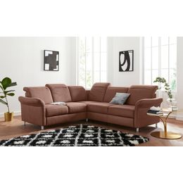 Sit & More Ecksofa SIT & MORE, B:249cm T:229cm, braun, Wohnzimmer, Sofas, "Darwin L-Form", inklusive Federkern, wahlweise mit Kopfteilverstellung, Bettfunktion