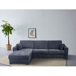 Ecksofa Home Affaire, B:280cm H:85cm T:173cm, blau, 100% Polyester, Wohnzimmer, Sofas, "Roma "M" Matratzenhöhe 14 cm, Dauerschlaffunktion, mit