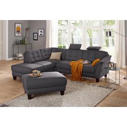 Ecksofa Home Affaire, B:260cm H:89cm T:214cm, grau, Struktur fein (100% Polyester);Flachgewebe (100% Polyester);Luxus-Microfaser (90% Polyester, 10%