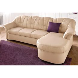 Ecksofa DOMO collection, B:231cm H:84cm T:142cm, beige, Kunstleder SOFTLUX / Struktur ( 90% Polyester, 10% Polyacryl );NaturLEDER (echtes Rindsleder)