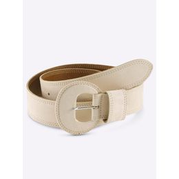 Heine Damen Lederg&uuml;rtel, beige, Gr. 75, G&uuml;rtel
