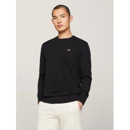 Tommy Jeans Herren Rundhalspullover "TJM SLIM ESSENTIAL LIGHT SWEATER", schwarz, Gr. XXXL, Strick, Obermaterial: 100% Baumwolle, Pullover, mit