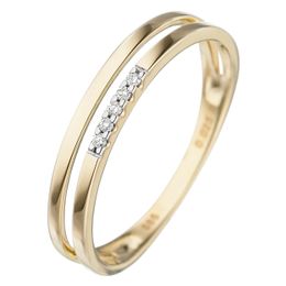 Jobo Damen Diamantring, 56, P1 = bei 10-facher Vergrößerung erkennbare Einschlüsse, Diamanten Gelbgold 585, gelb, Diamanten, Gelbgold 585,