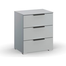 Nachtkommode Rauch, B:40cm H:61cm T:42cm, grau, Holzwerkstoff, Sideboards, "Skat Meridian", mit 3 Schubladen in elegantem Design